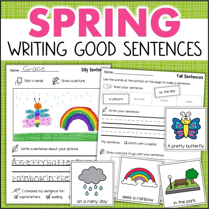 Writing Good Sentences Worksheets Spring Sentence Builders - Fishyrobb